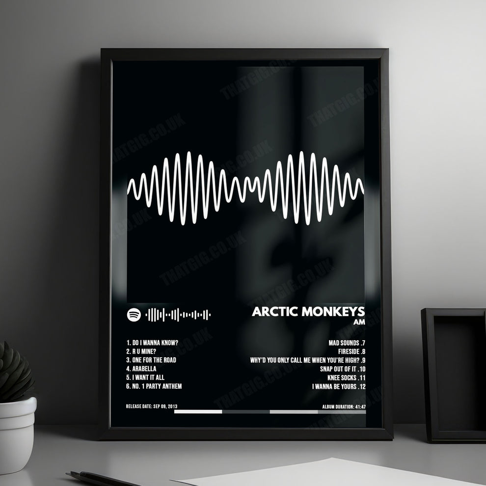 Arctic Monkeys "AM" Album Cover Poster | Complete Tracklist & Rock Art ...