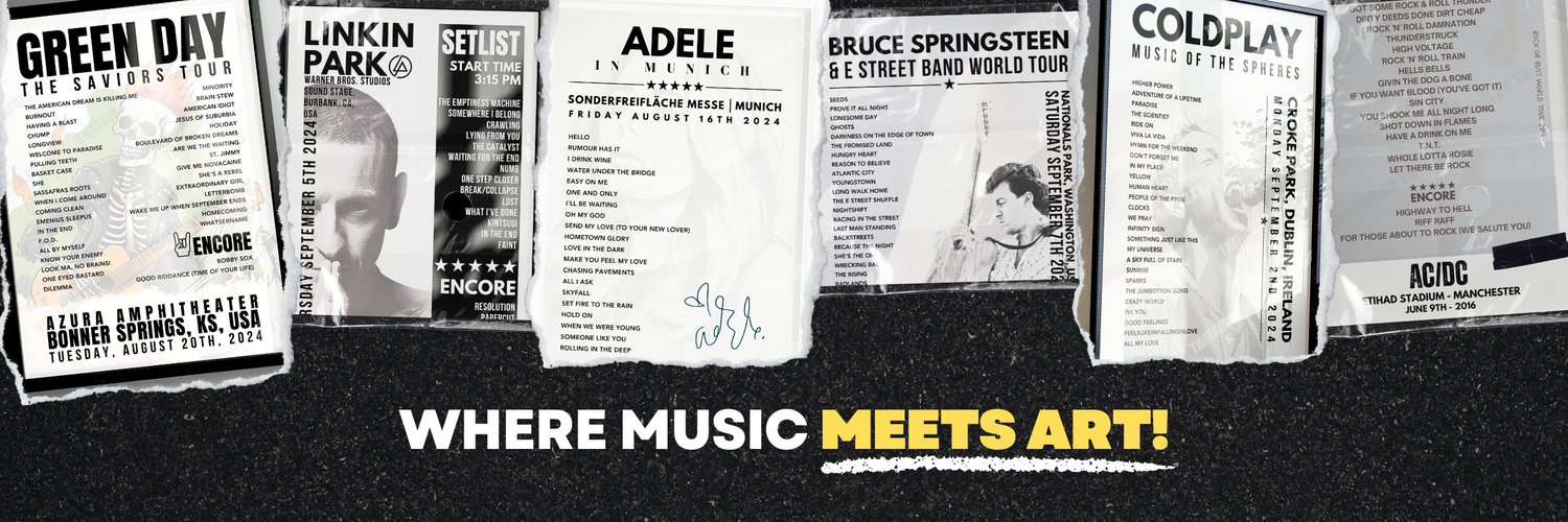 The Home of Setlist Posters, Mugs & Music Memorabilia | Shop That Gig