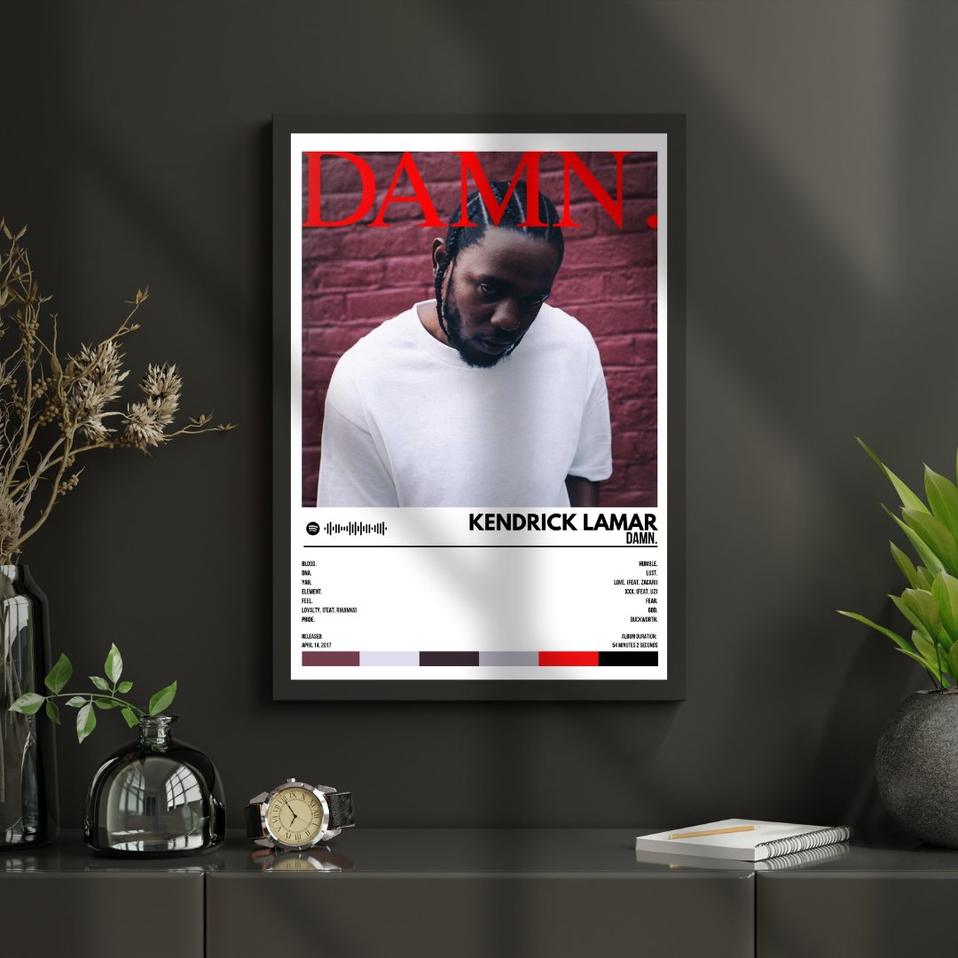 Kendrick Lamar "DAMN." Album Cover Poster | Hip-Hop Art & Collectible ...