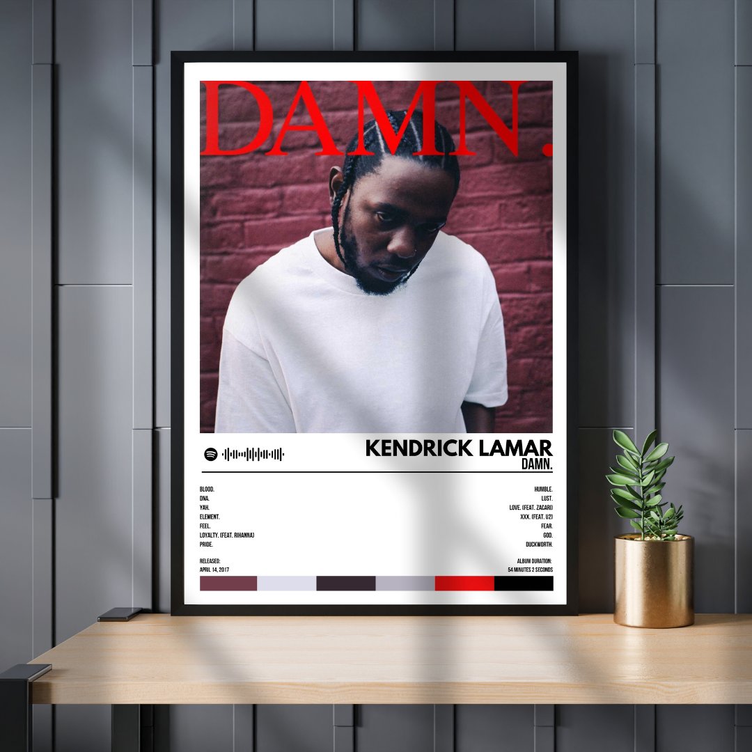 Kendrick Lamar "DAMN." Album Cover Poster | Hip-Hop Art & Collectible ...