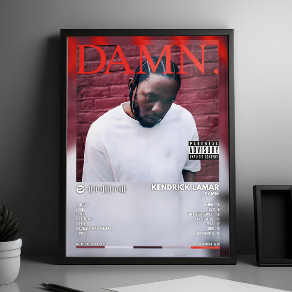 Kendrick Lamar "DAMN." Album Cover Poster | Hip-Hop Art & Collectible ...
