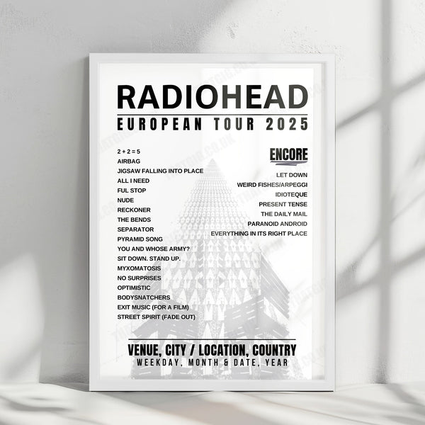 Radiohead Setlist Poster - The O2 Arena, London | November 25th, 2025 ...