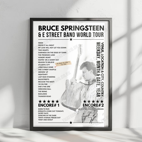 Bruce Springsteen Setlist Poster - Wembley Stadium | July 27th, 2024 ...