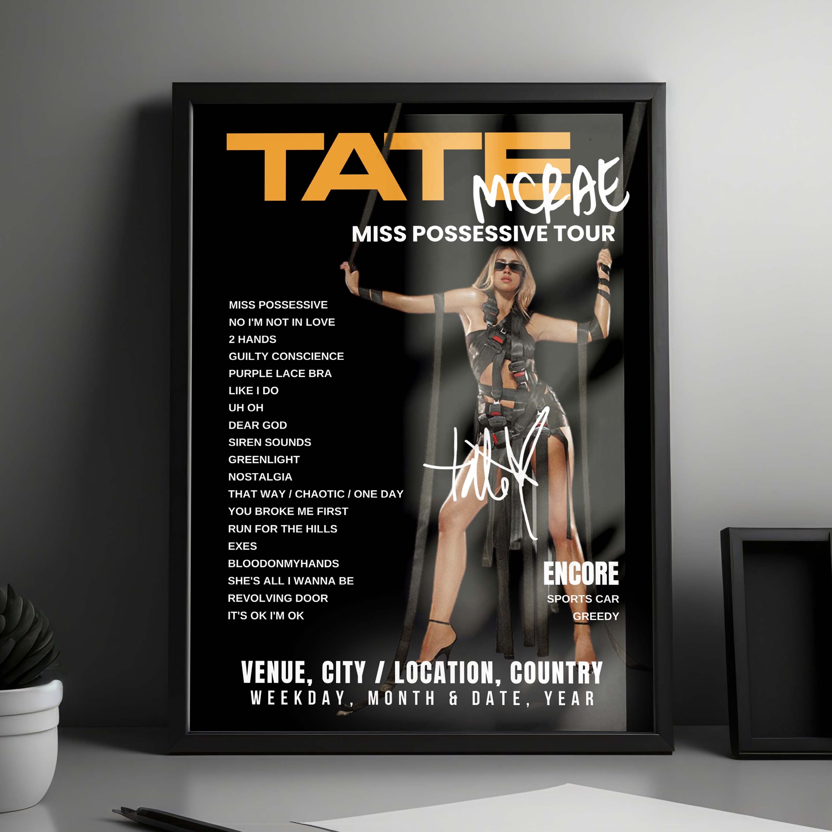 Tate McRae Setlist Poster - The O2 Arena, London | May 20th, 2025 ...