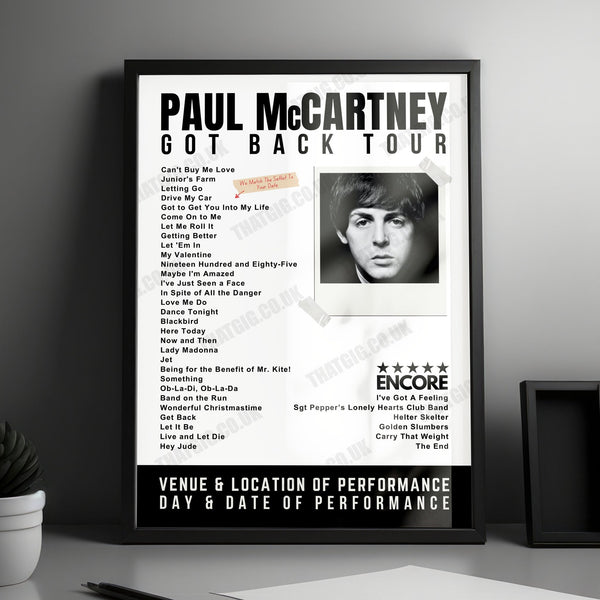 Paul McCartney Setlist Poster - Nationwide Arena | Nov 8th, 2025 – That Gig
