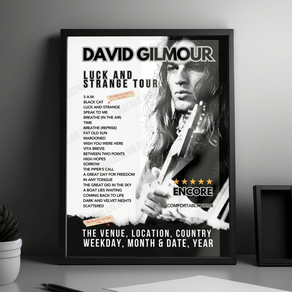 David Gilmour Setlist Poster - Royal Albert Hall | October 14th 2024 ...