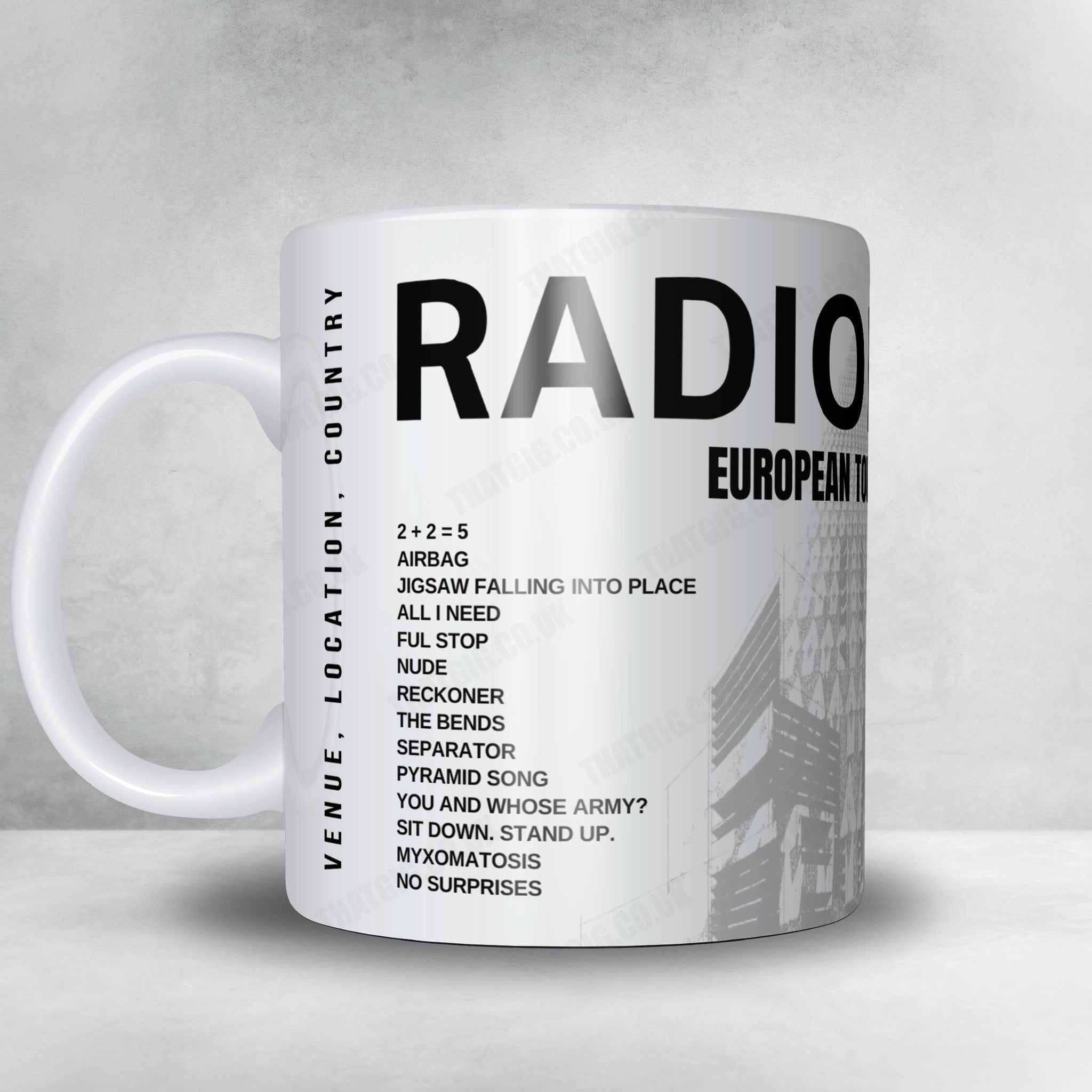 Radiohead Setlist Mug - The O2 Arena, London | November 22nd, 2025 ...