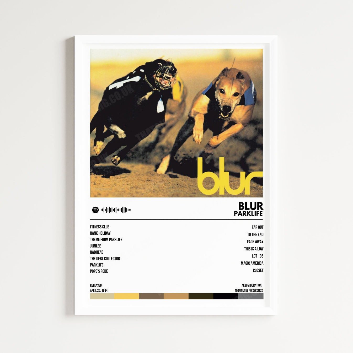 Blur "Parklife" Album Cover Poster | Complete Tracklist & Britpop Art ...