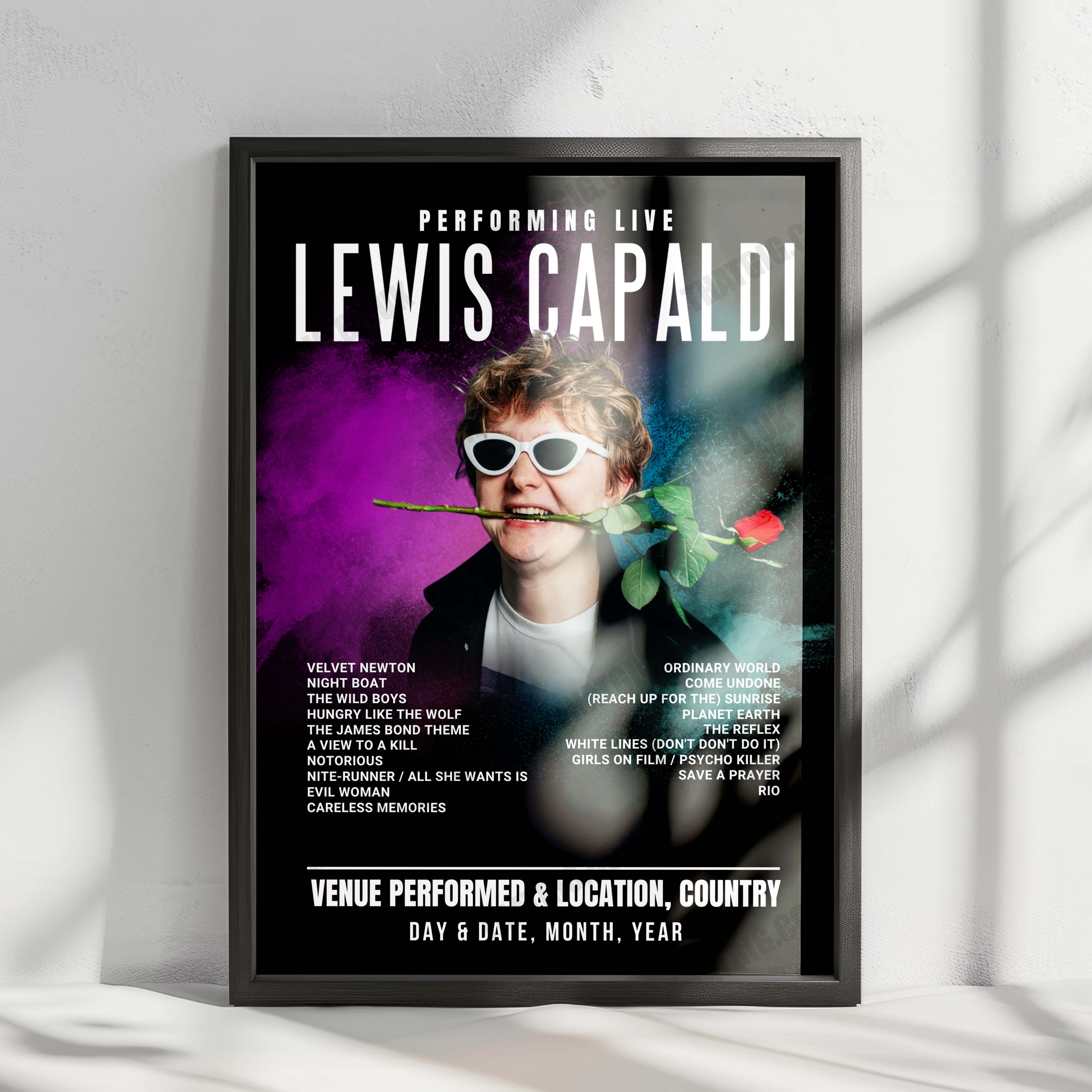 Lewis Capaldi Setlist Poster - Between the Bridges | Jul 24th, 2025 ...